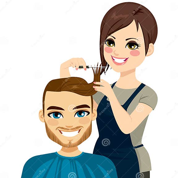 Kapper Cutting Man Hair vector illustratie. Illustration of lang - 55388185