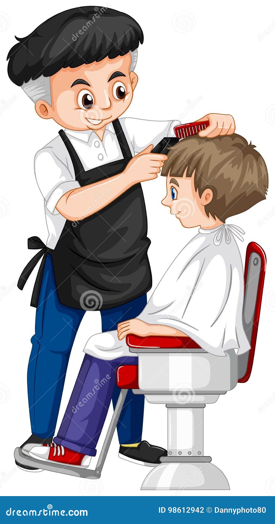 Kapper Die Jongenskapsel Geven Vector Illustratie - Illustration of ...