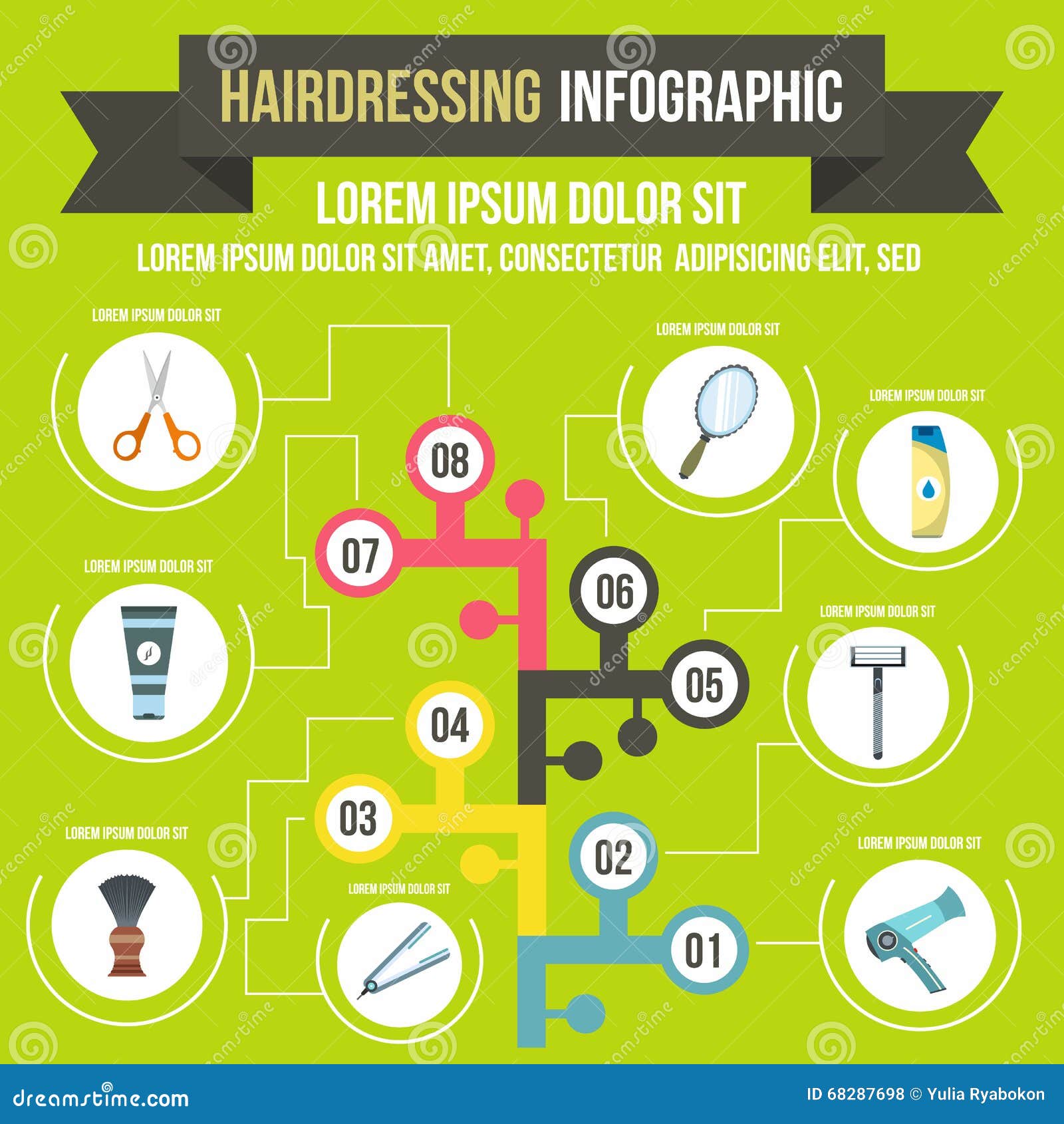 Kapper Infographic, Vlakke Stijl Vector Illustratie - Illustration of ...