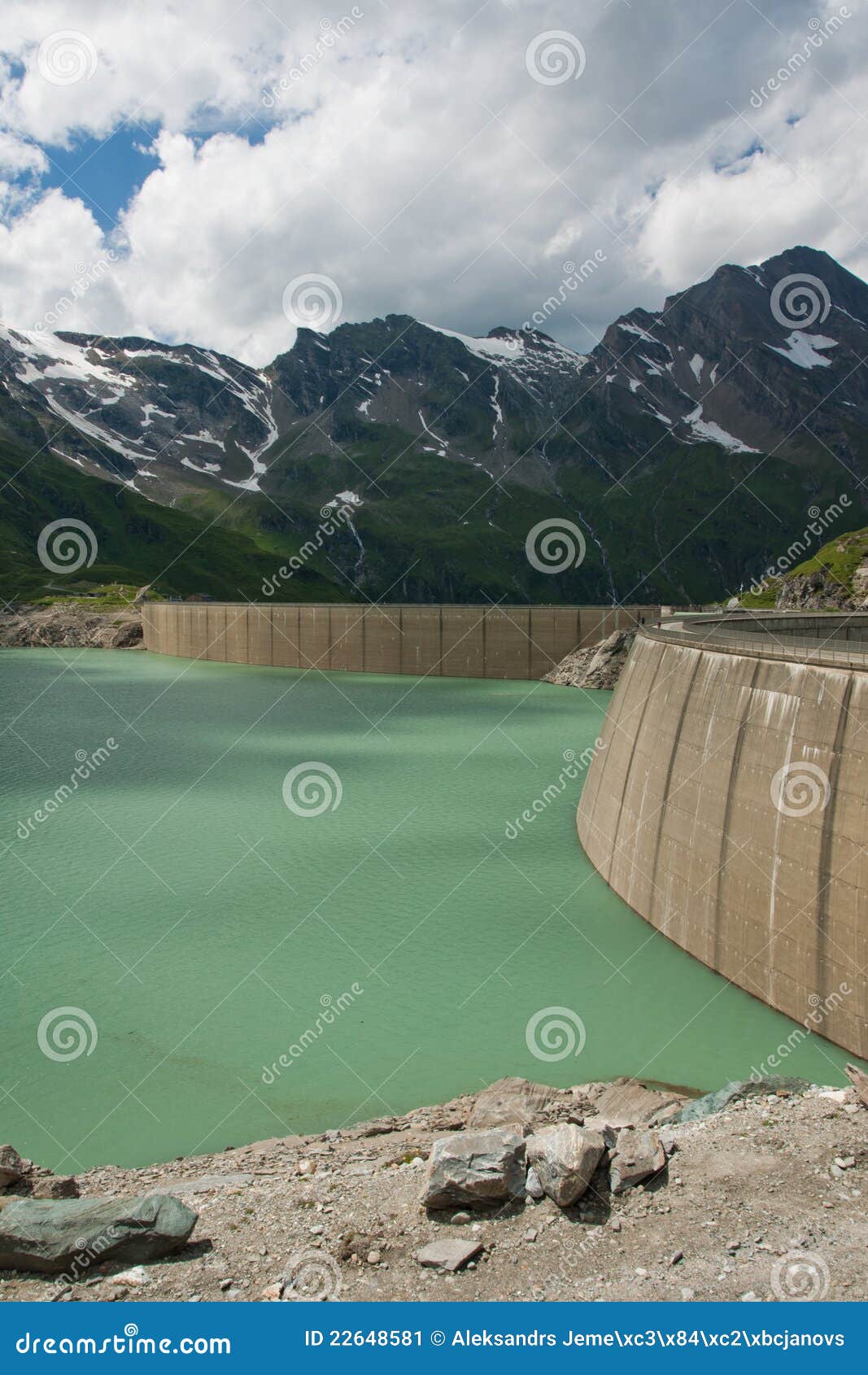 Kaprun Dam, lake and Alps stock image. Image of famous - 22648581