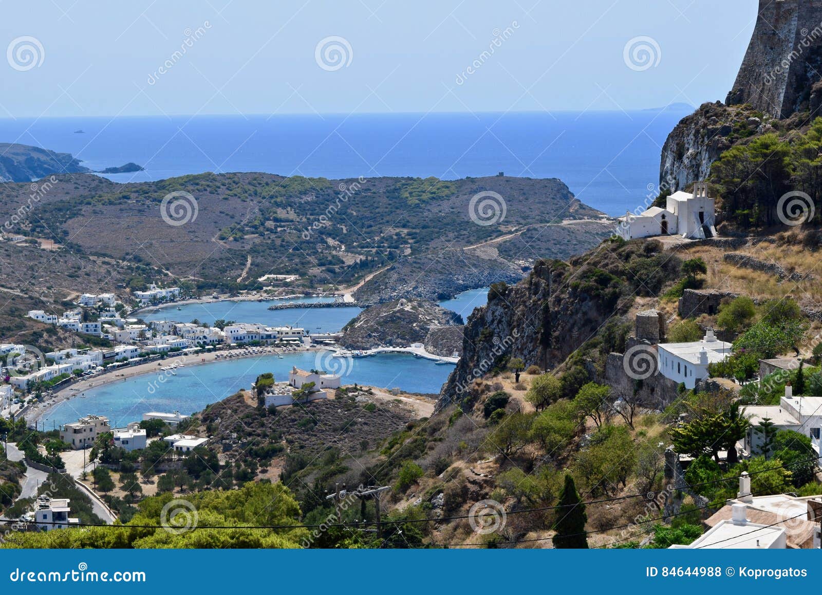 Kapsali Bay And Village From Chora Castle. The Greek Island Of Kythira ...