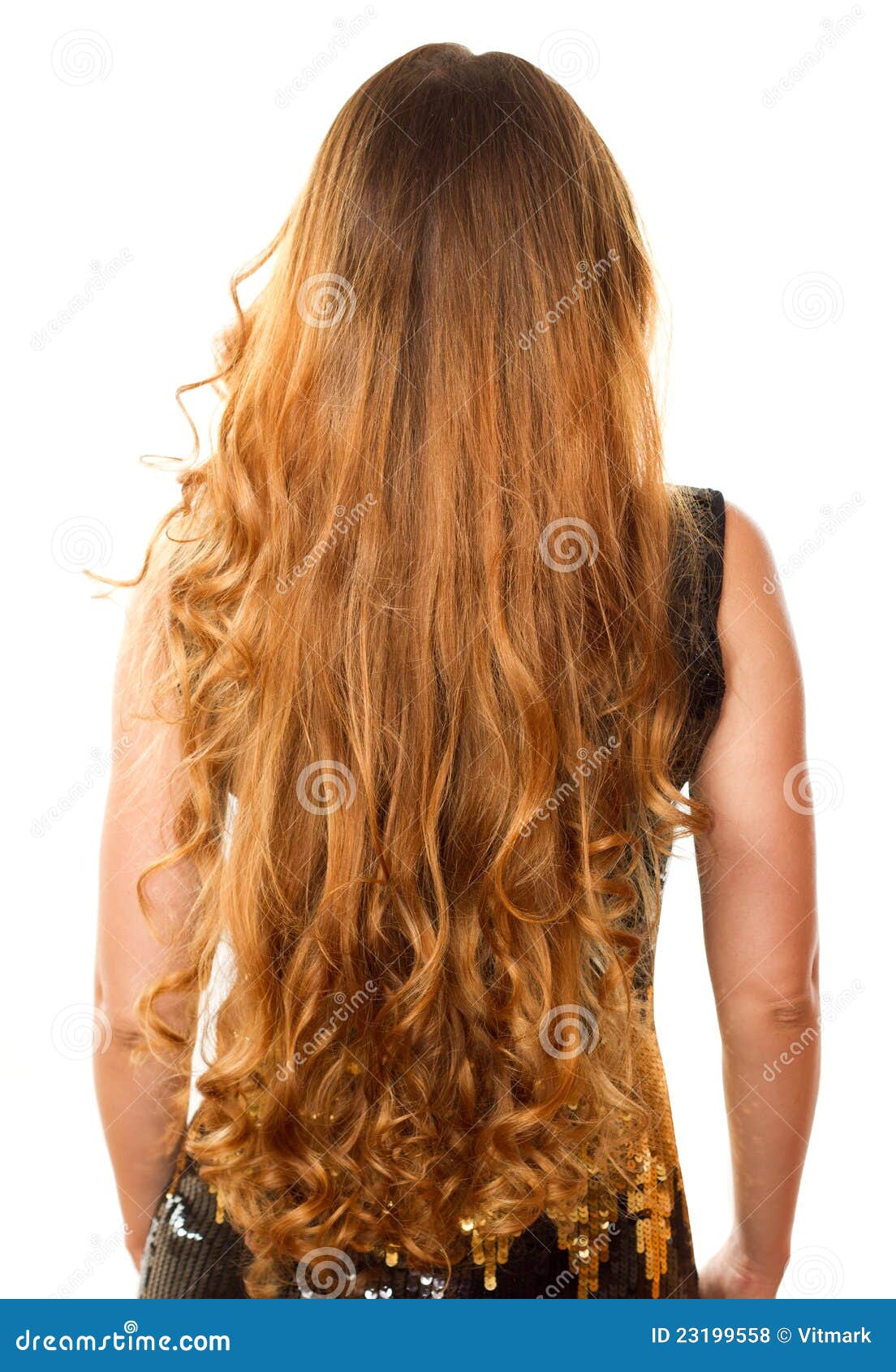 Kapsel Van Lang Krullend Haar Van De Rug Stock Foto - Image of ...