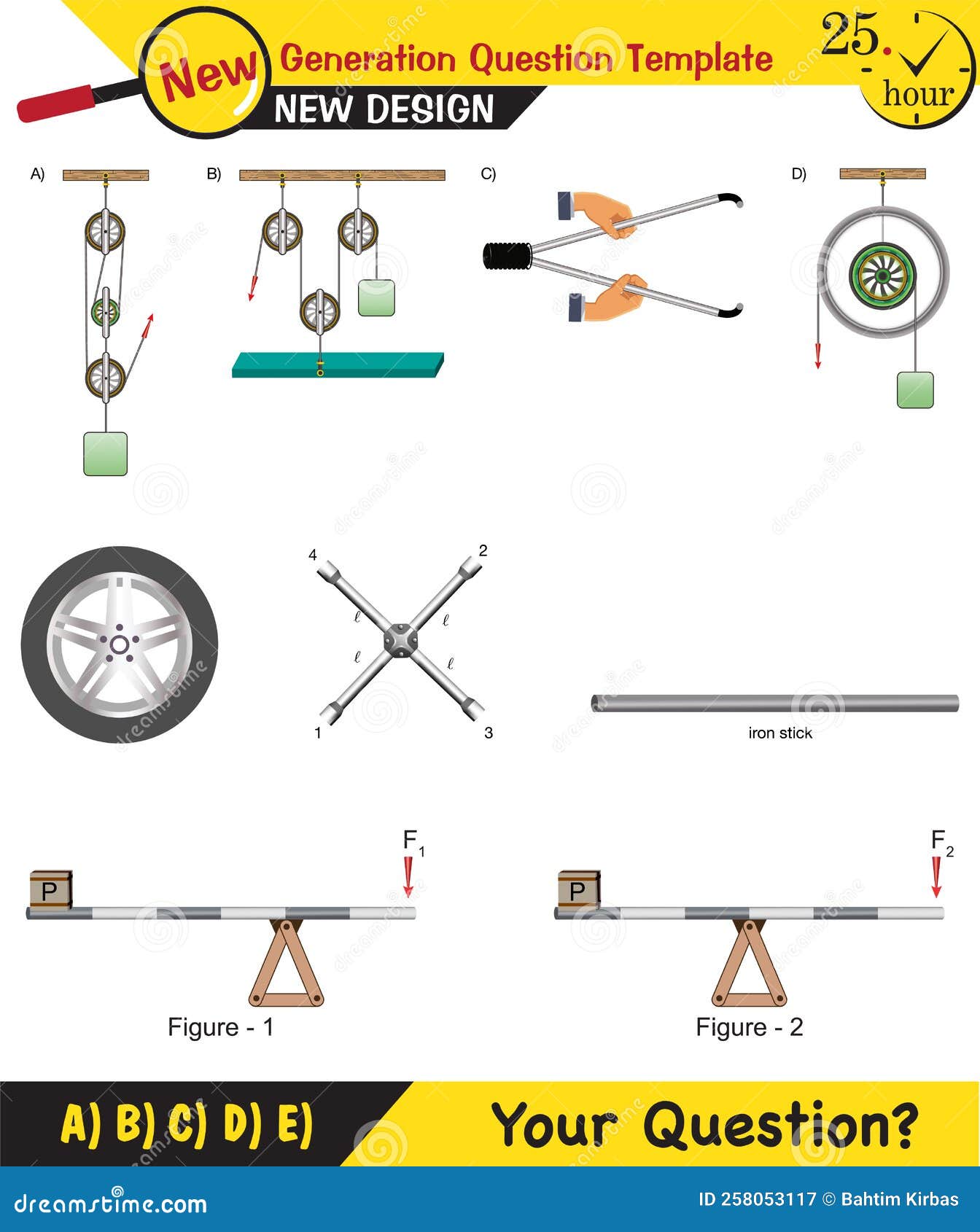 Simple Machines Vector Illustration. Labeled Physics Basics Collection ...