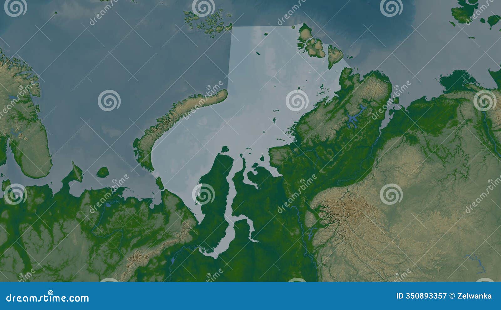 Kara Sea Highlighted. Physical Map Stock Illustration - Illustration of ...