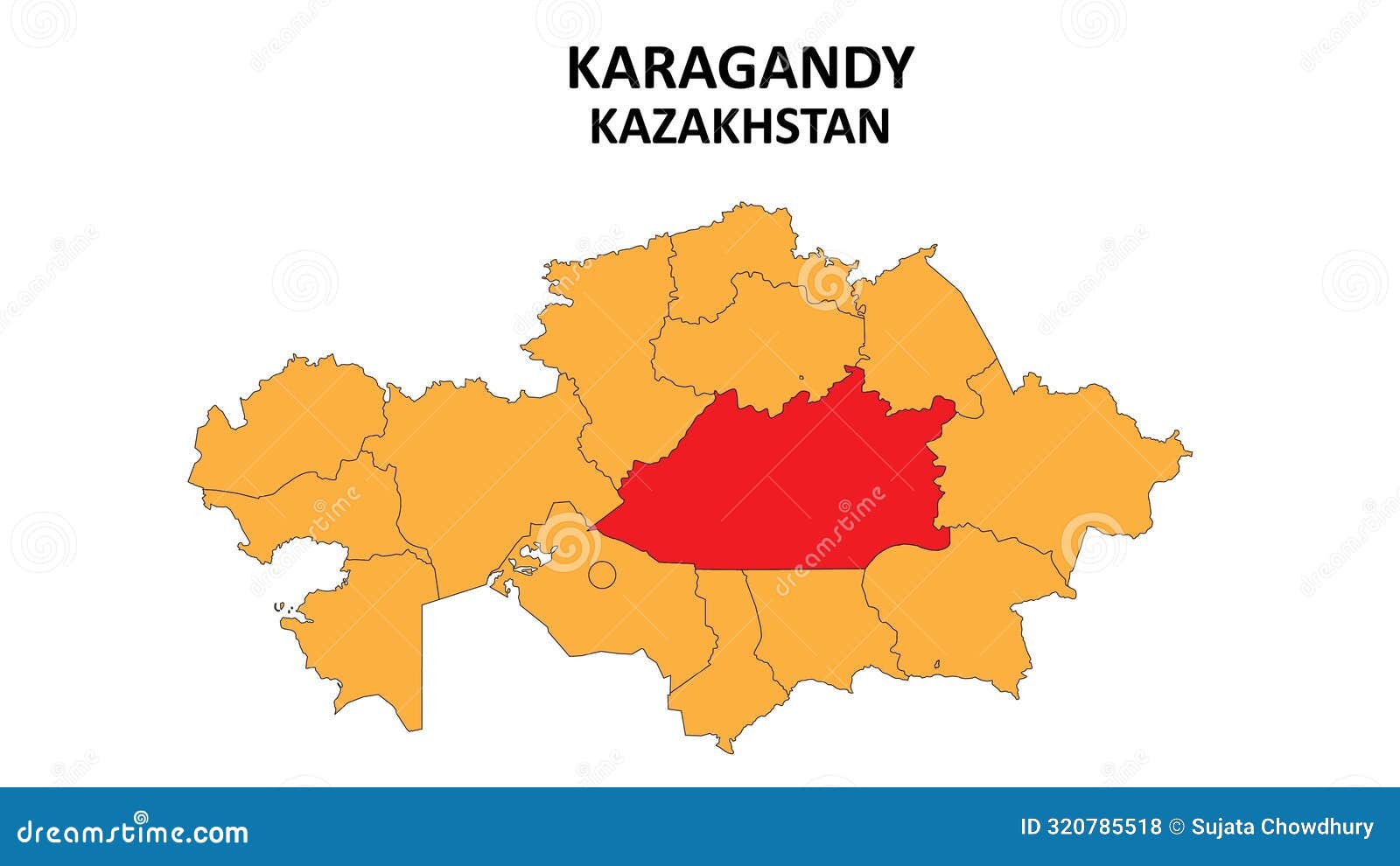 Karagandy Map in Kazakhstan. Vector Map of Kazakhstan. Regions Map ...