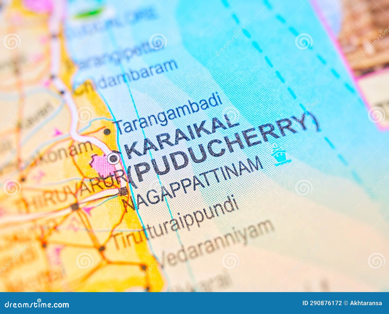 Karaikal on a Map of India with Blur Effect Stock Photo - Image of ...
