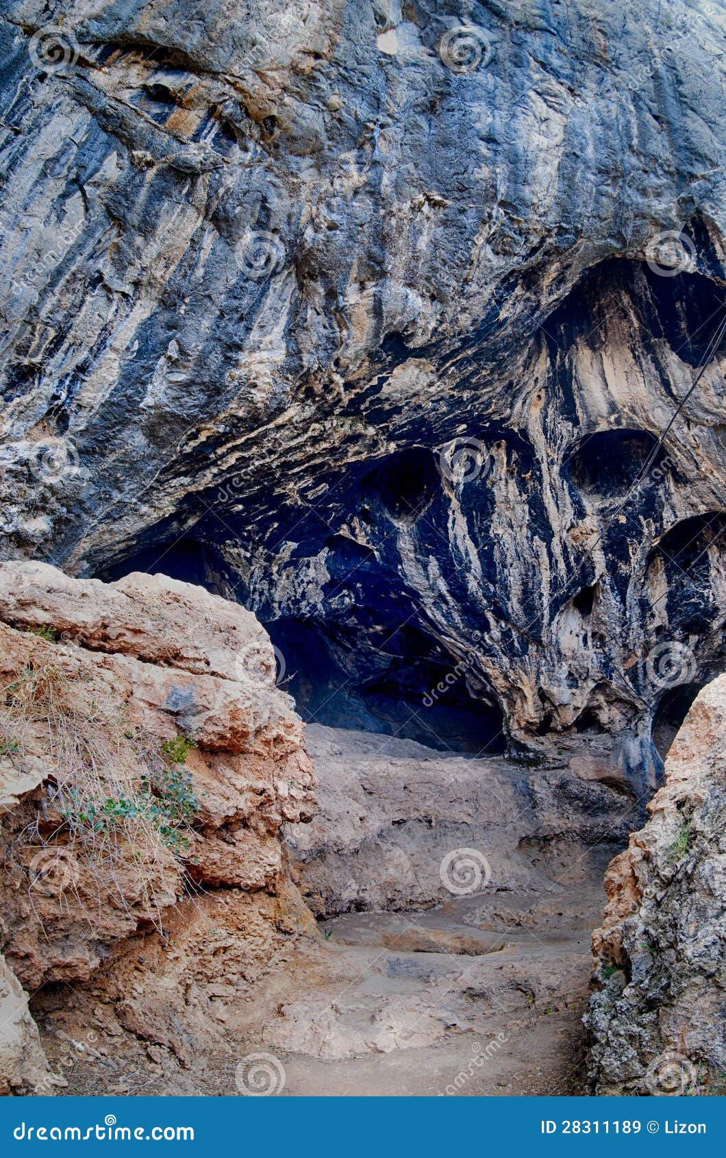 Palaeolithic Caves Across The Ravine At Matera Royalty-Free Stock ...