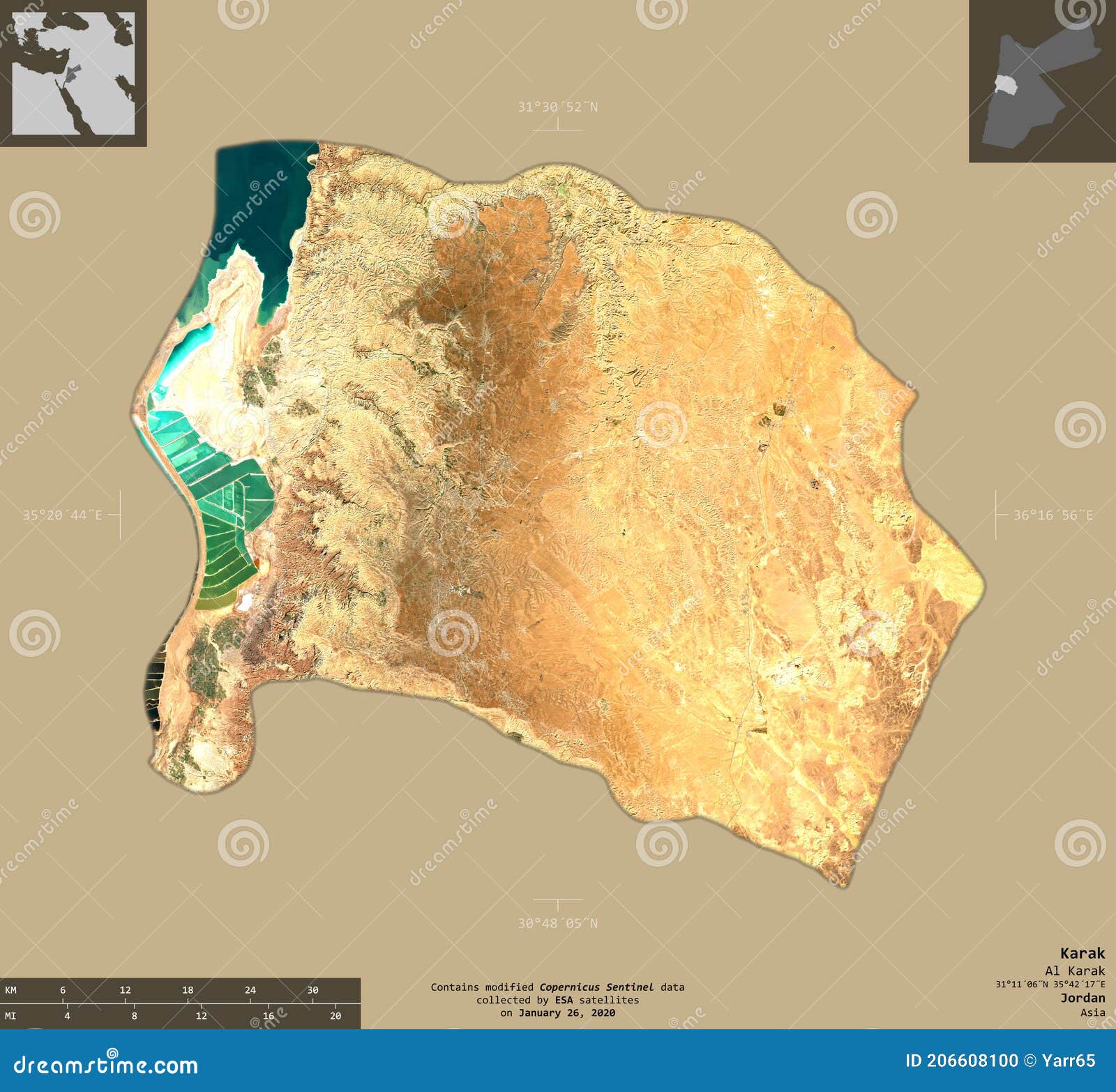 Karak, Jordan - Composition. Sentinel-2 Satellite Stock Illustration ... Karak, Jordan - Composition. Sentinel-2 Satellite Stock Illustration ...