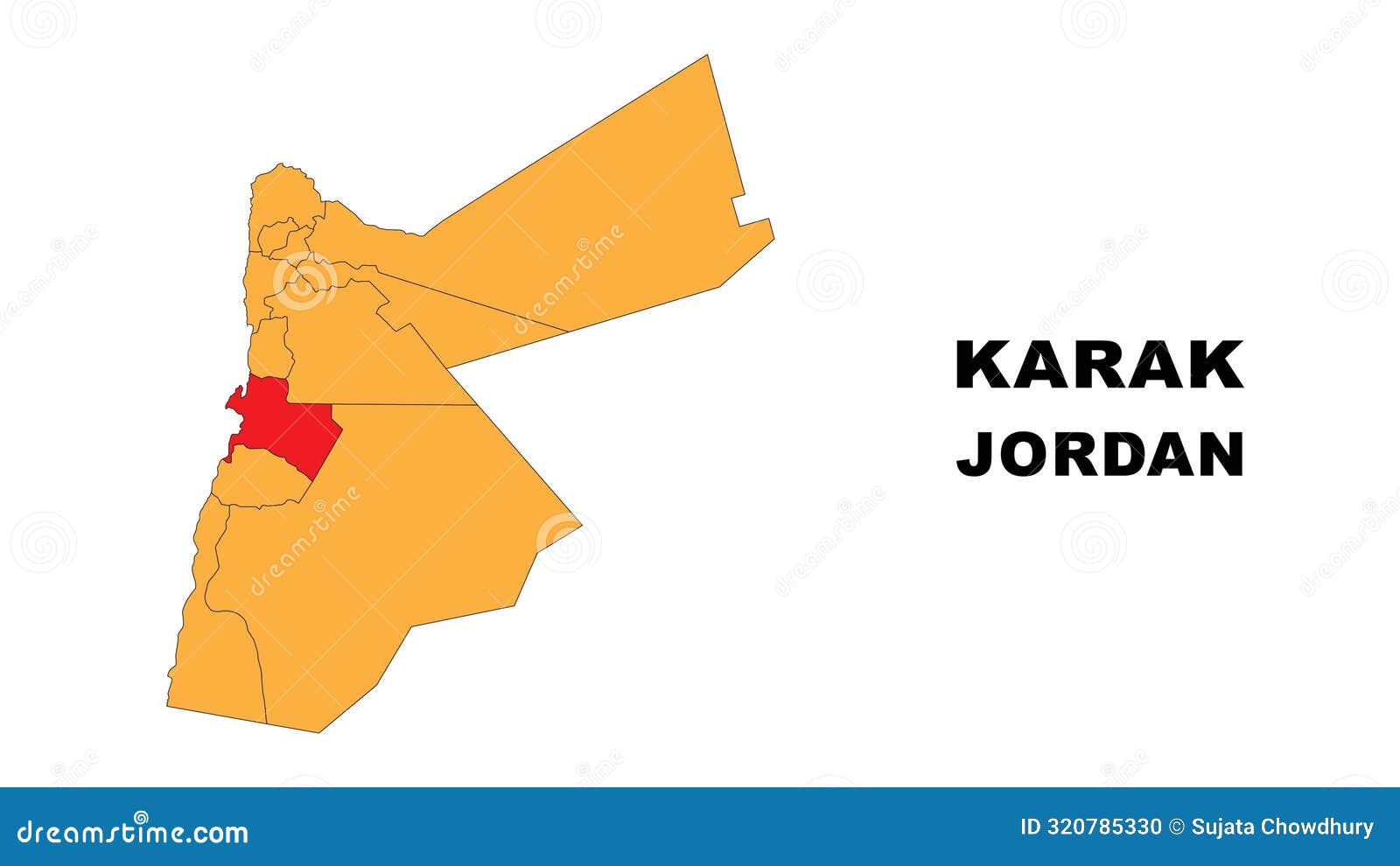 Karak Map in Jordan. Vector Map of Jordan Stock Vector - Illustration ...