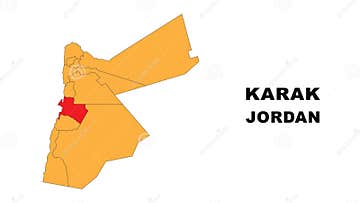 Karak Map in Jordan. Vector Map of Jordan Stock Vector - Illustration ...