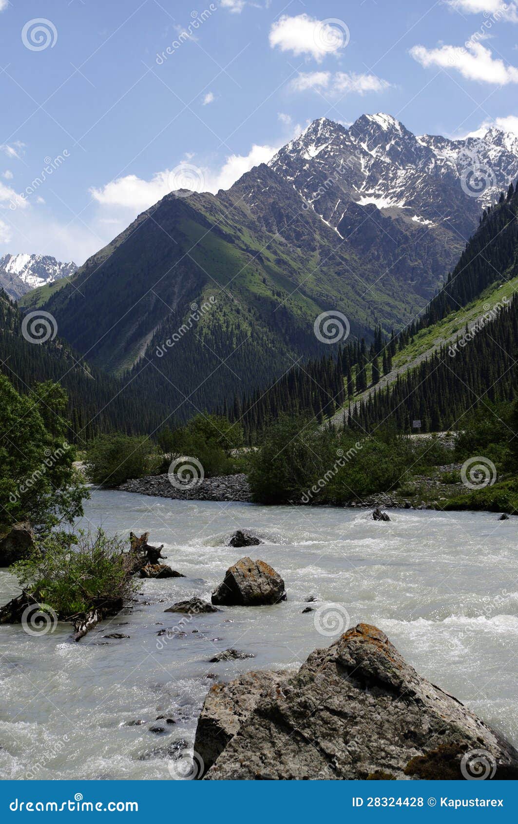 Karakol Valley stock photo. Image of river, tree, landscape - 28324428