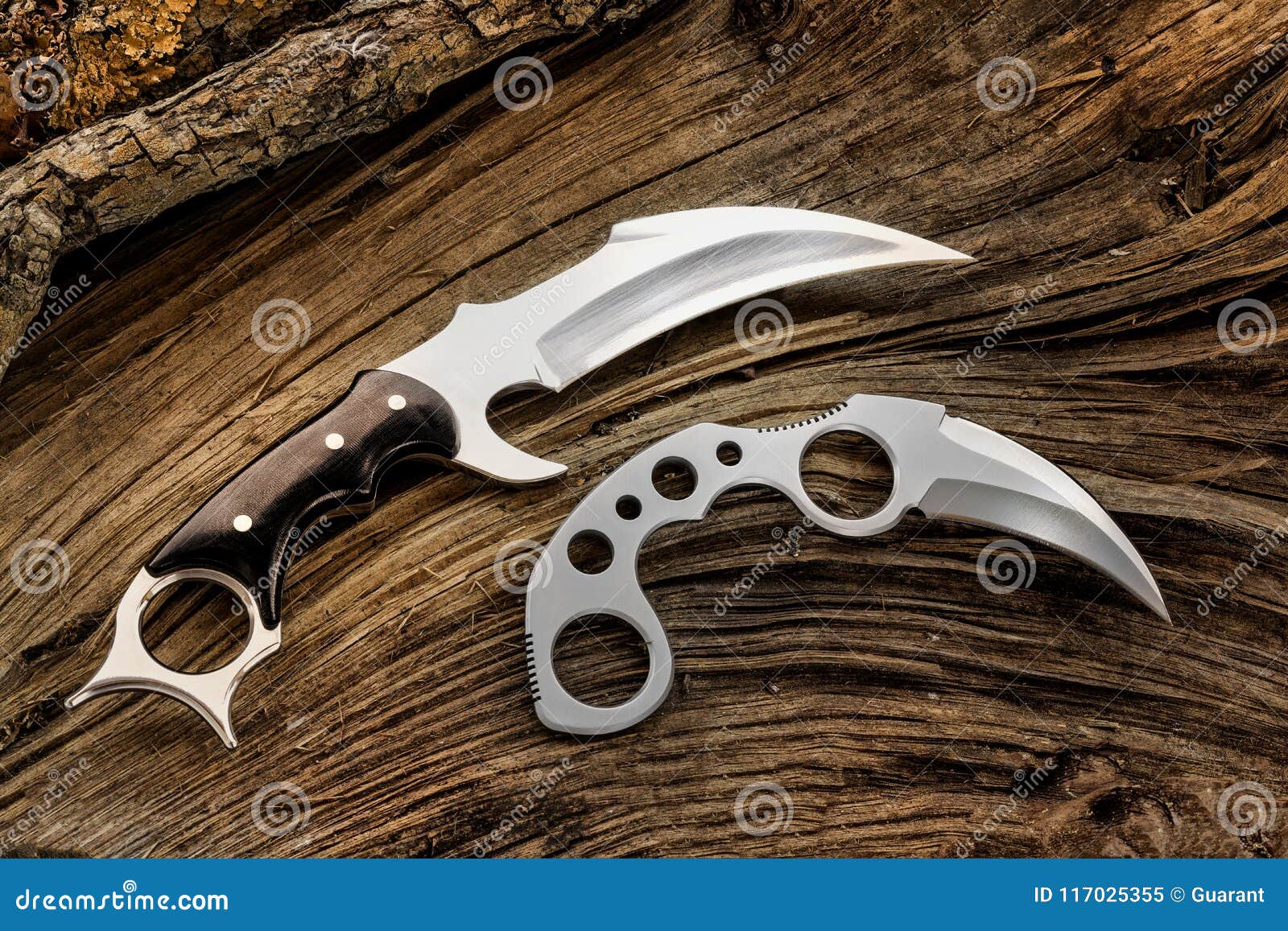 Karambit Knives Designer Made, on the Tree Trunk Stock Vector ...