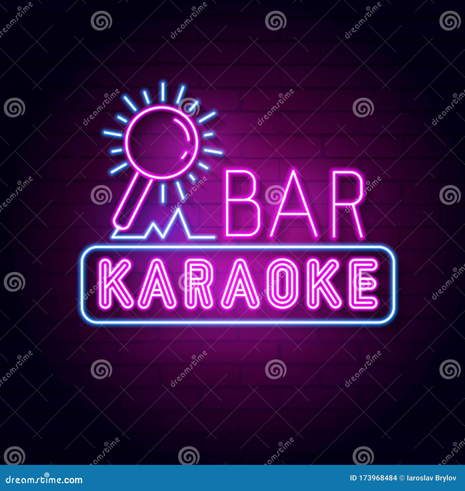 Karaoke Bar Neon Signboard. Led Neon Light Sign Display Stock Vector ...