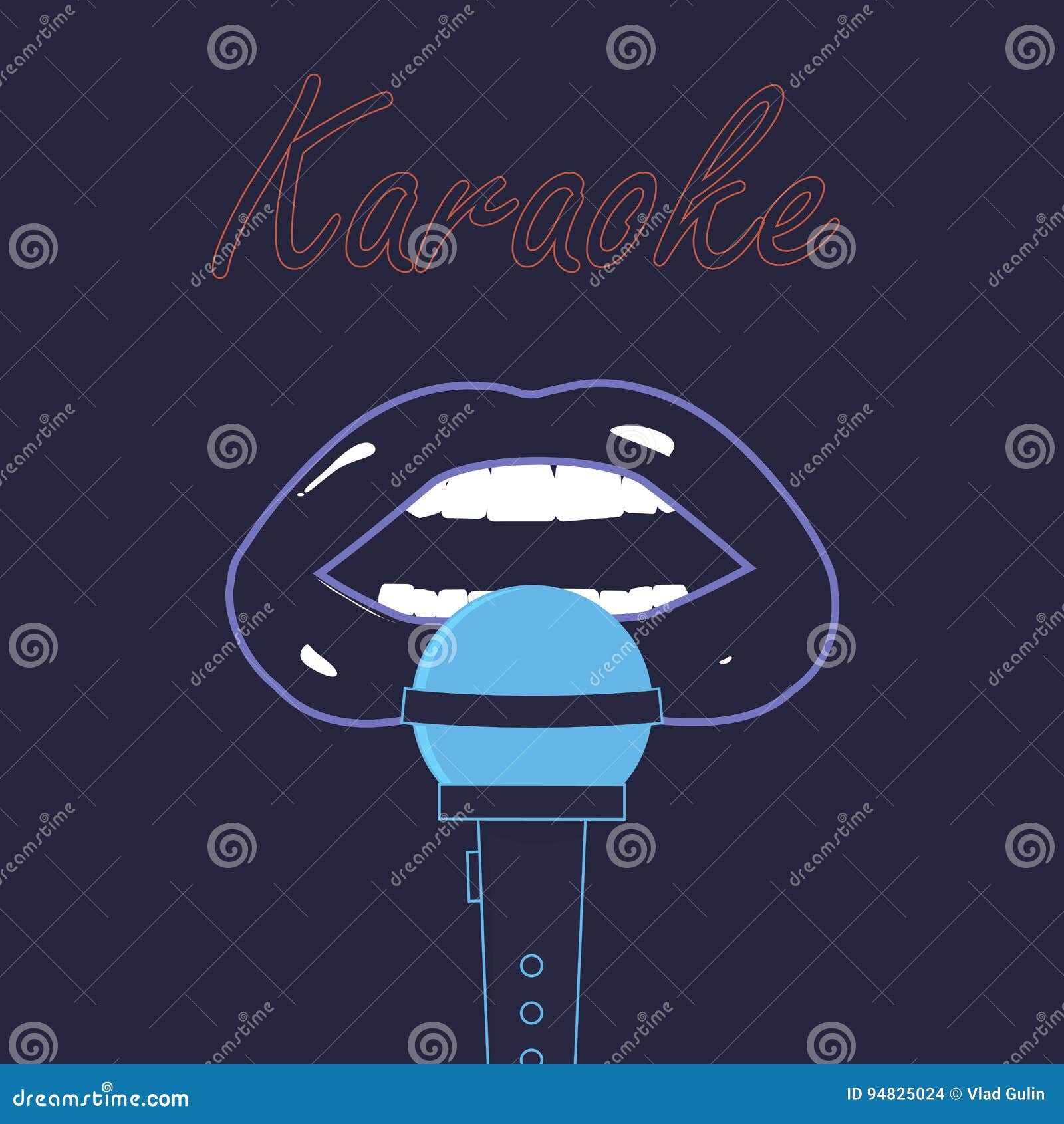 Karaoke Flyer, Brochure with Lips and Microphone. Stock Illustration ...
