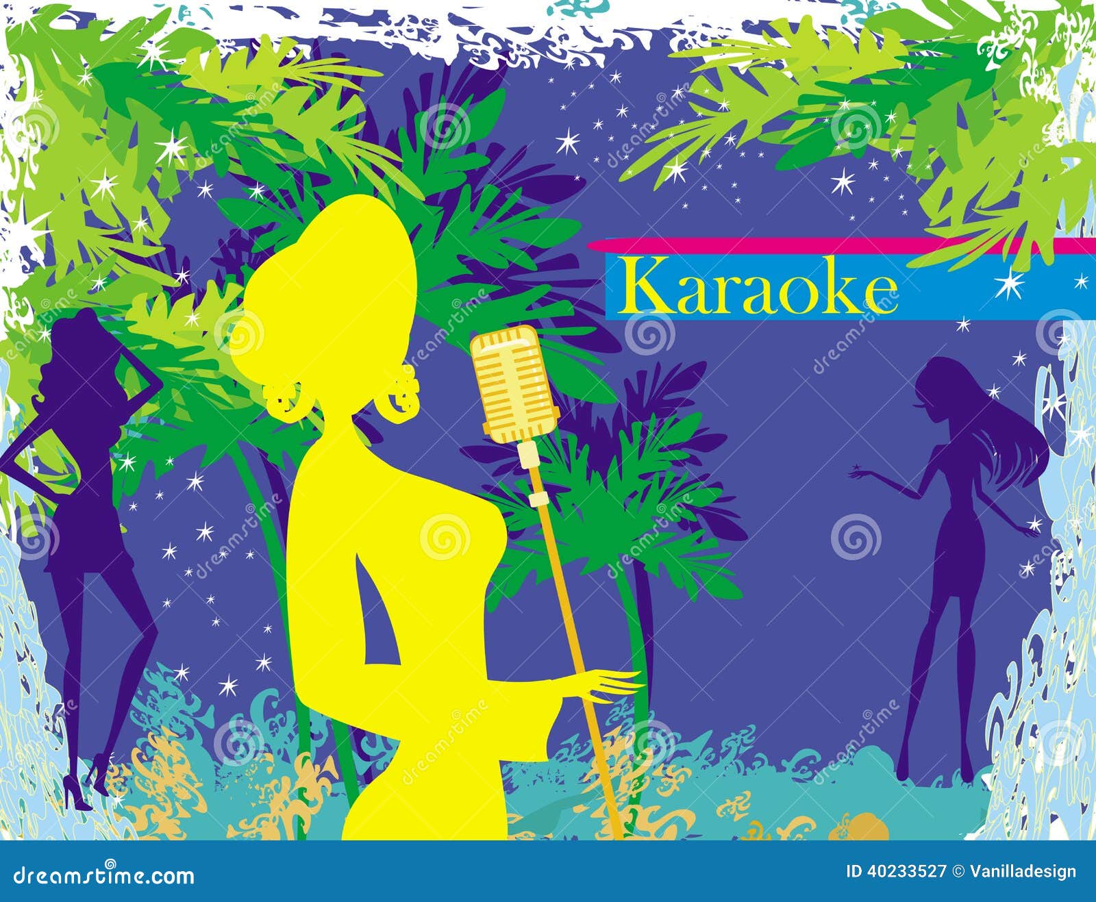 Karaoke Night Party Vector Glowing Poster | CartoonDealer.com #152494735