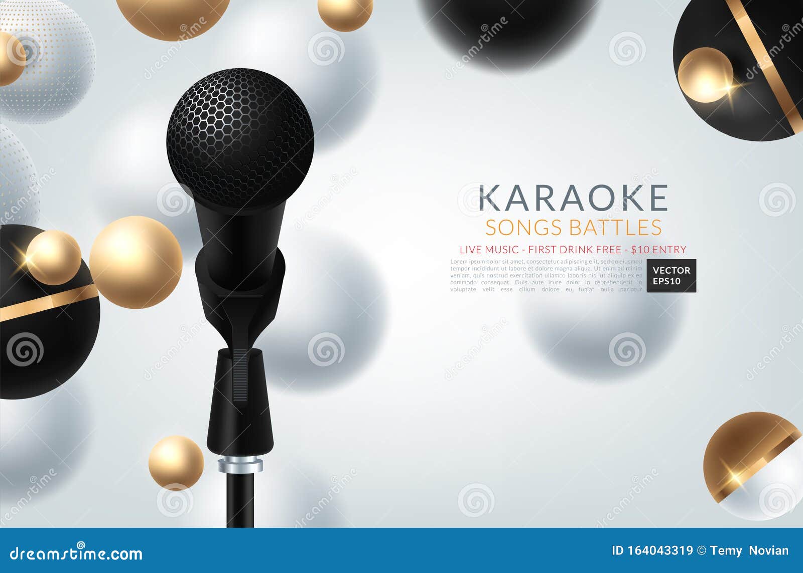 Karaoke Party Banner with Microphone. Vector Illustration Stock Vector ...