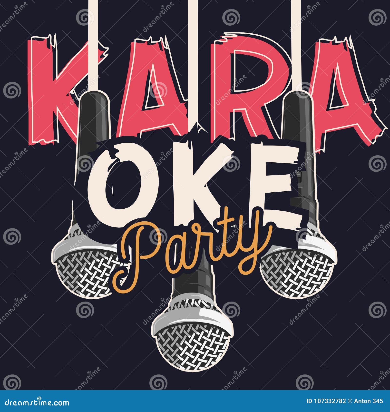 Karaoke Party Music Design with Microphones. Stock Vector ...