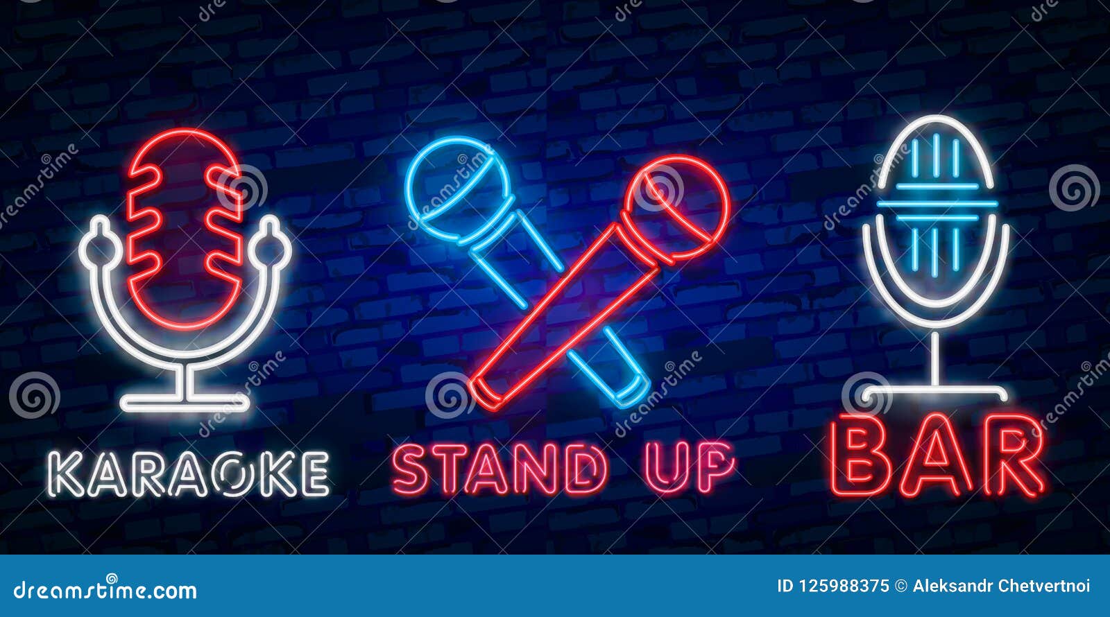 Karaoke Set Of Neon Signs Collection Is A Light Logo A Symbol A