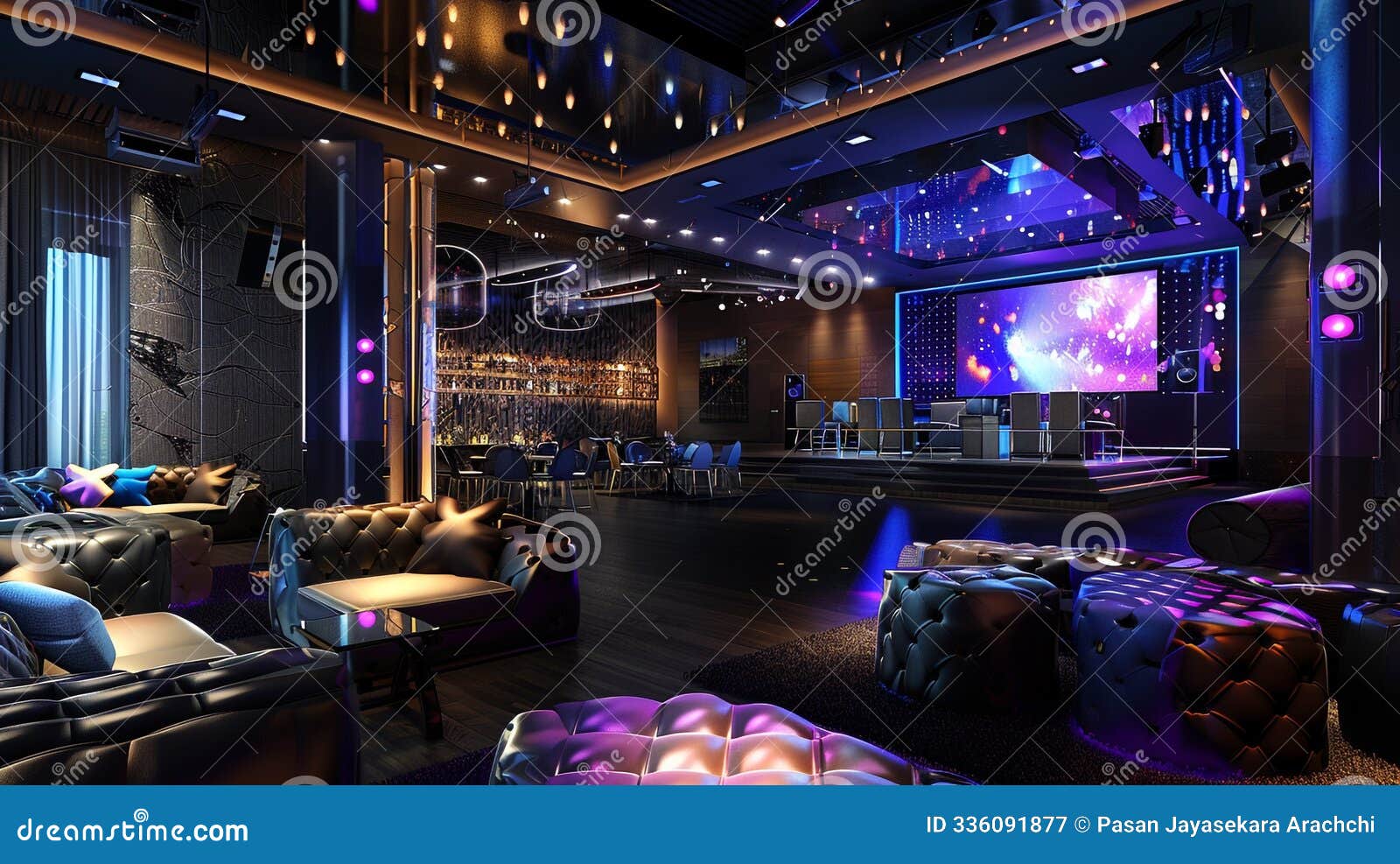 Karaoke Singers Enjoying Private Booths In A Modern Hotel Bar Stock ...