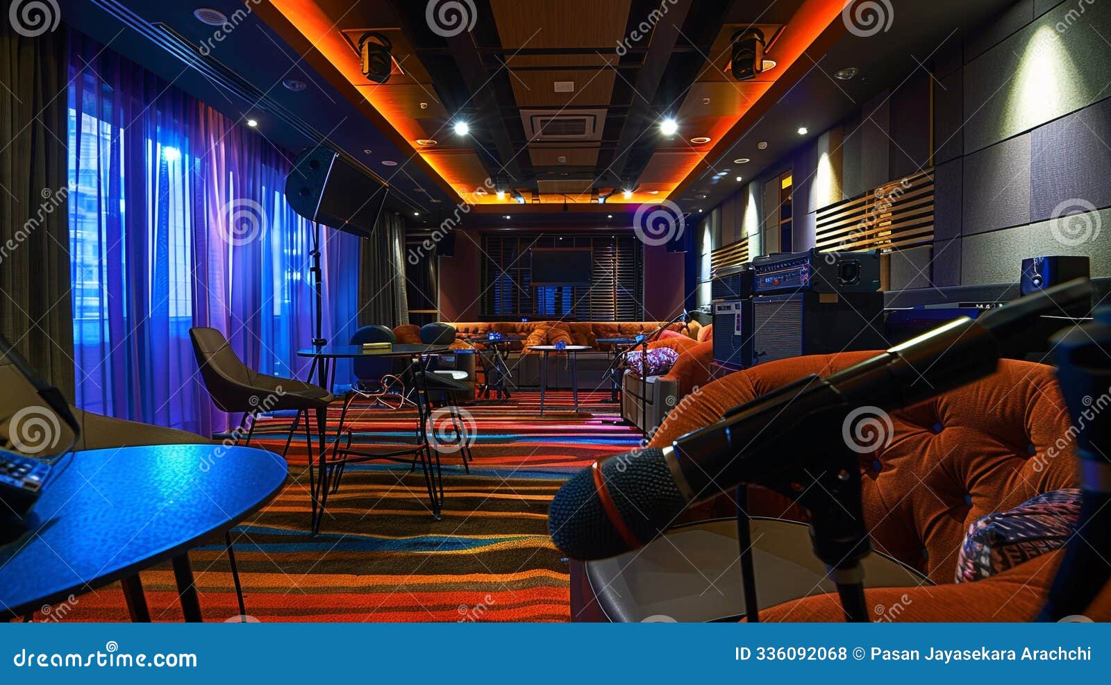 Karaoke Singers Enjoying Private Booths In A Modern Hotel Bar Stock ...