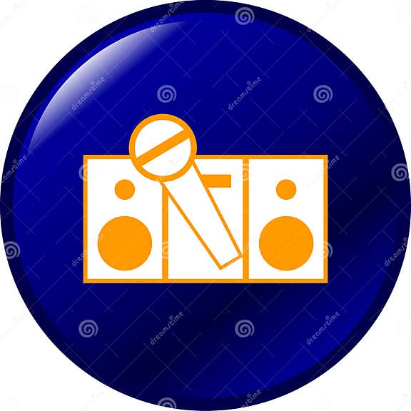Karaoke Stereo and Microphone Vector Button Stock Vector - Illustration ...