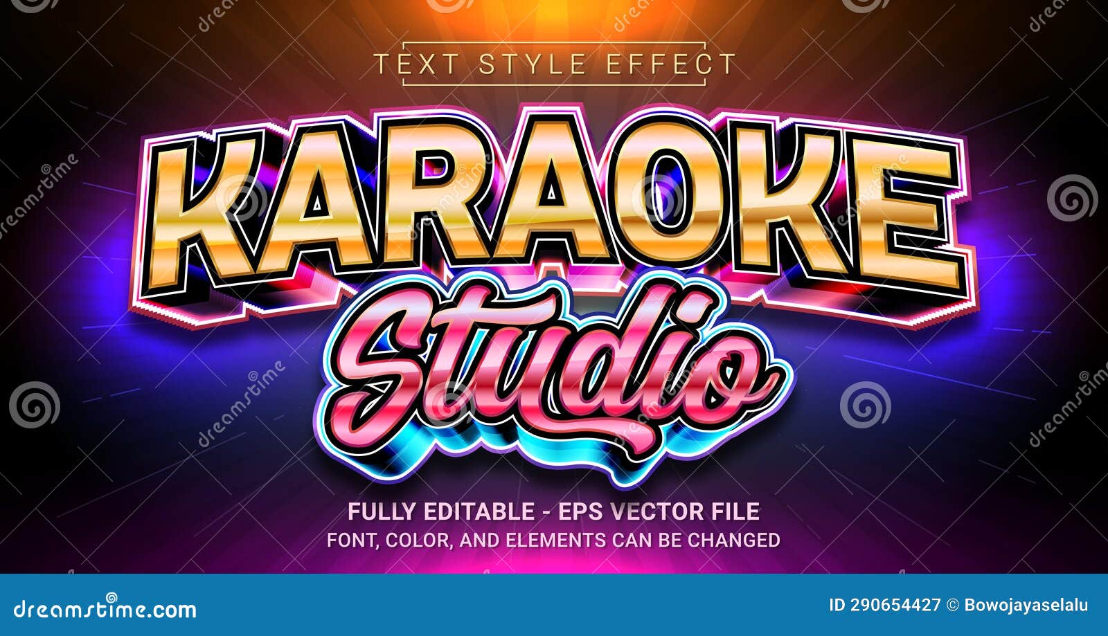 Karaoke Studio Text Style Effect. Editable Graphic Text Template Stock Vector - Illustration of ...