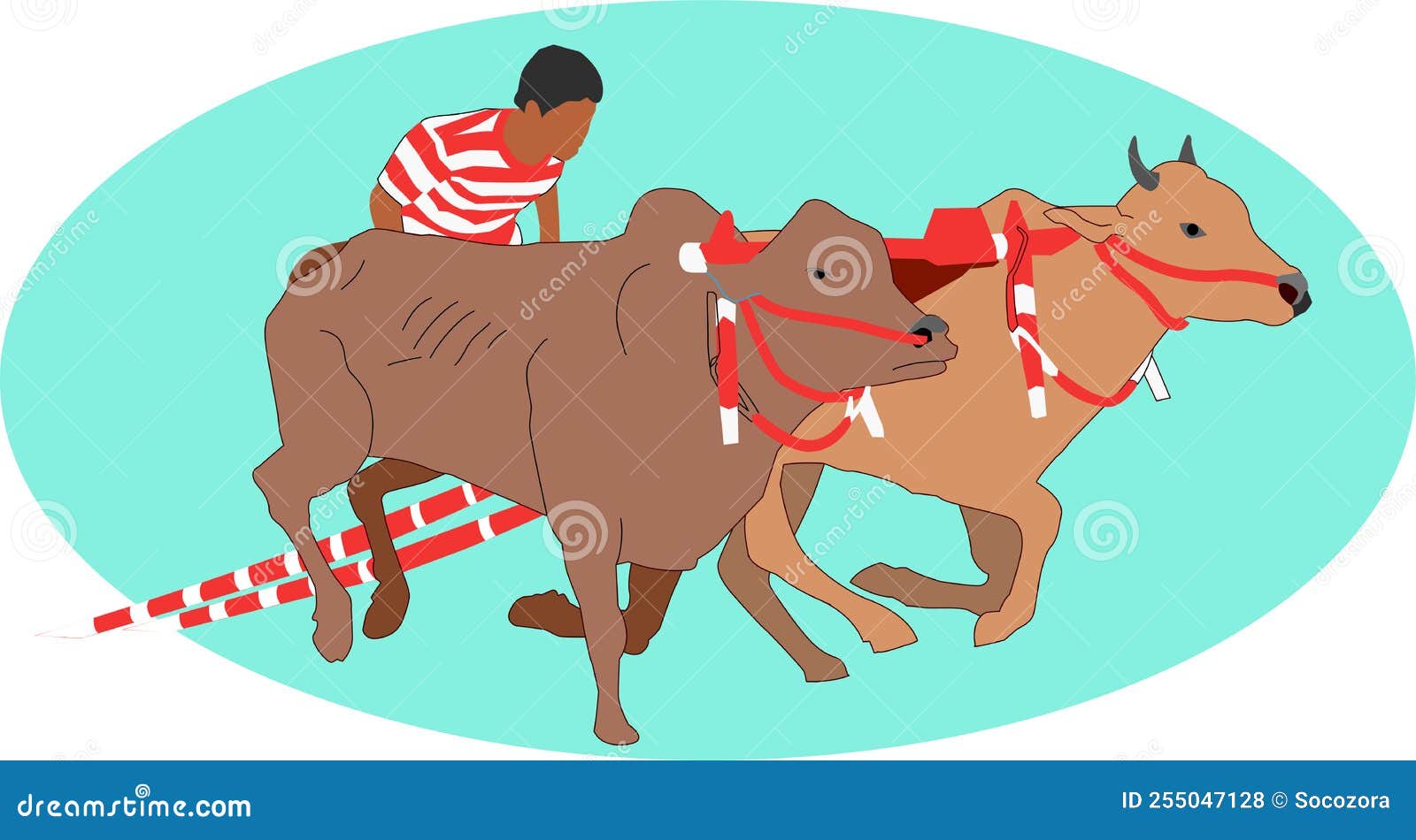 Karapan Sapi Flat Vector Illustration Stock Vector - Illustration of ...