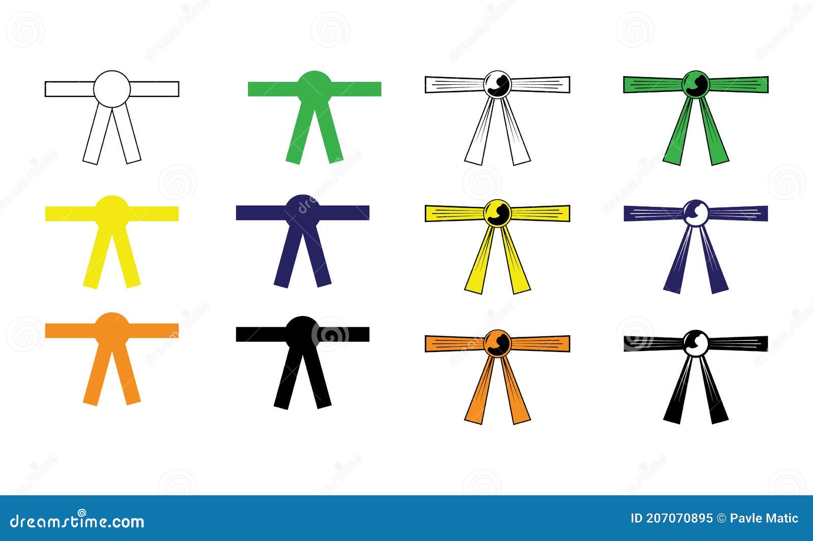 Karate Belts Isolated on White Background Stock Vector - Illustration ...