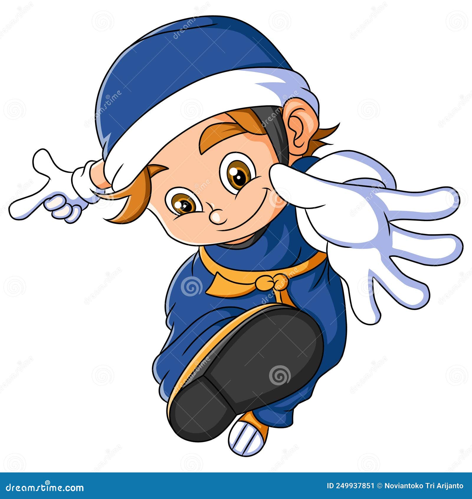 The Karate Boy is Giving the Strong Kick Stock Vector - Illustration of ...