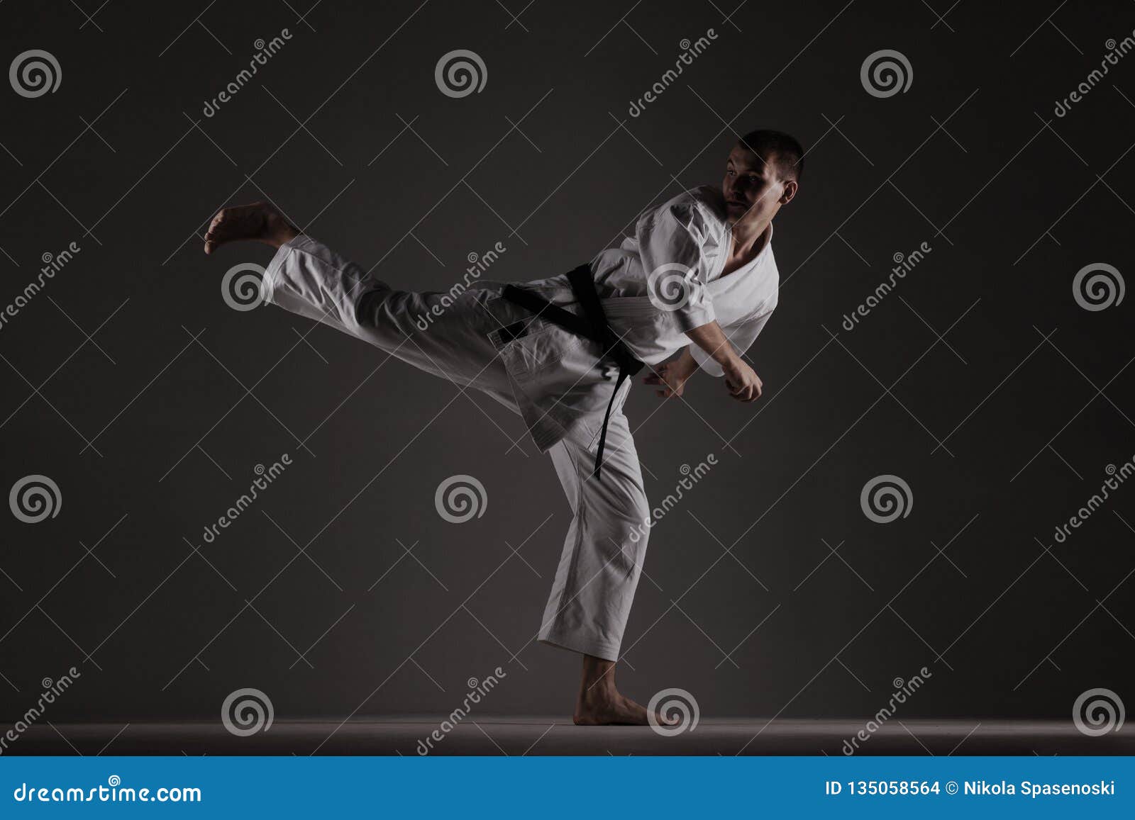 Karate boy kick stock photo. Image of kata, exercising - 135058564