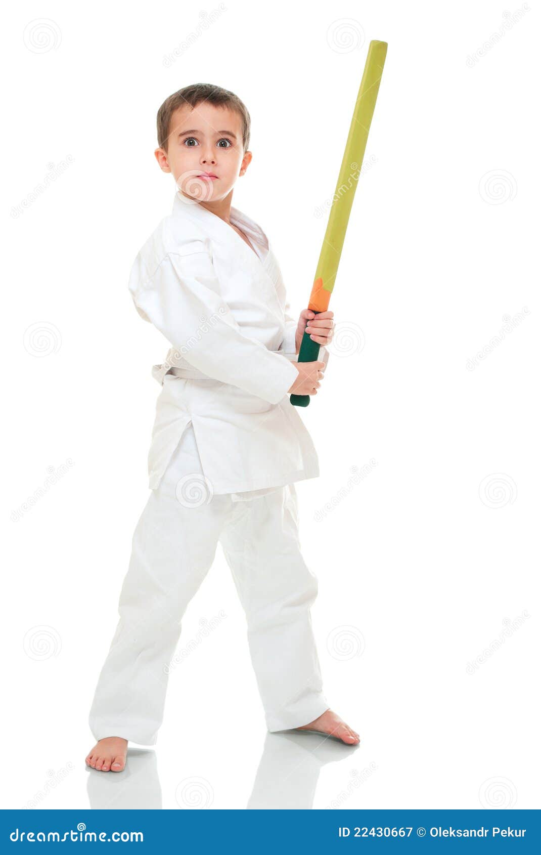 Karate Boy with Toy Sword in White Stock Image - Image of activity ...