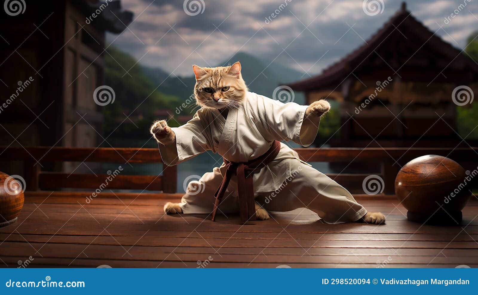 Karate cat stock illustration. Illustration of carnivore - 298520094