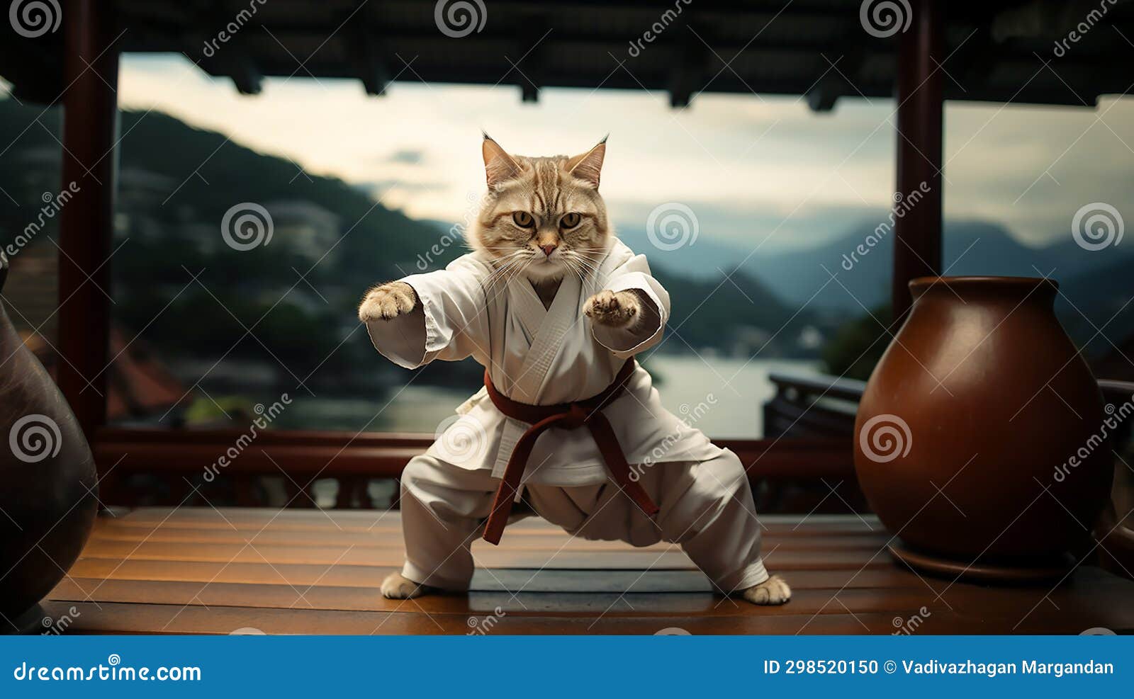 Karate cat stock illustration. Illustration of athletic - 298520150