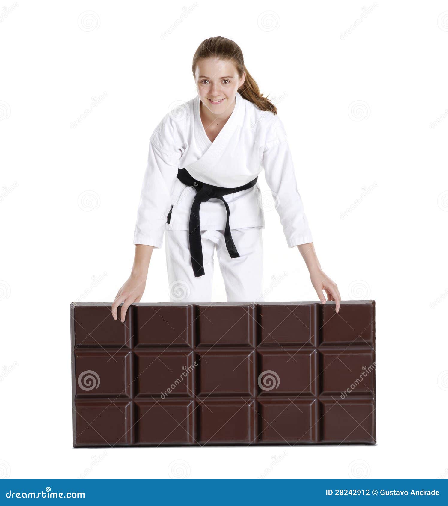 Karate and chocolate. stock photo. Image of food, female - 28242912