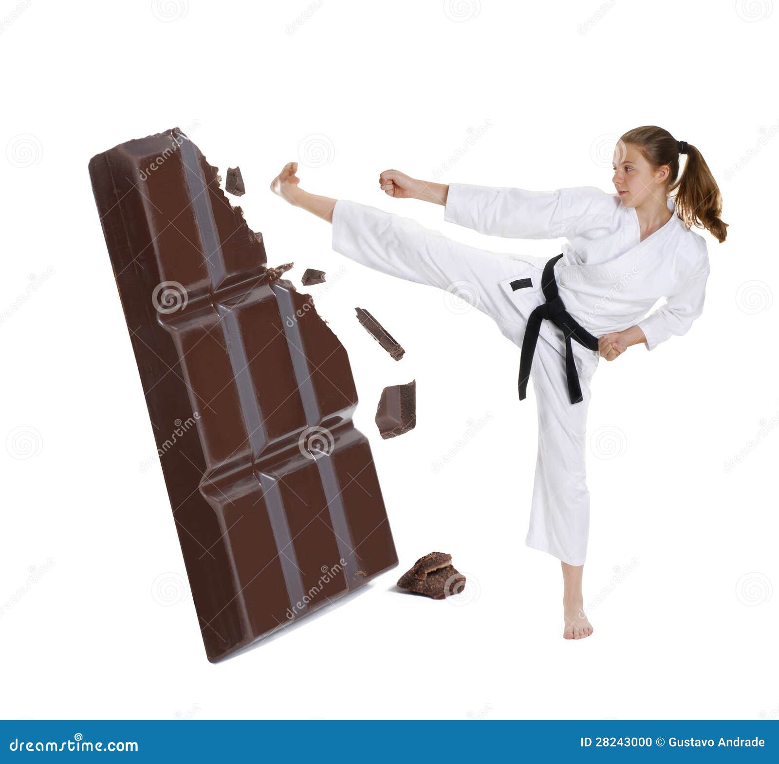 Karate and chocolate. stock photo. Image of agressive - 28243000