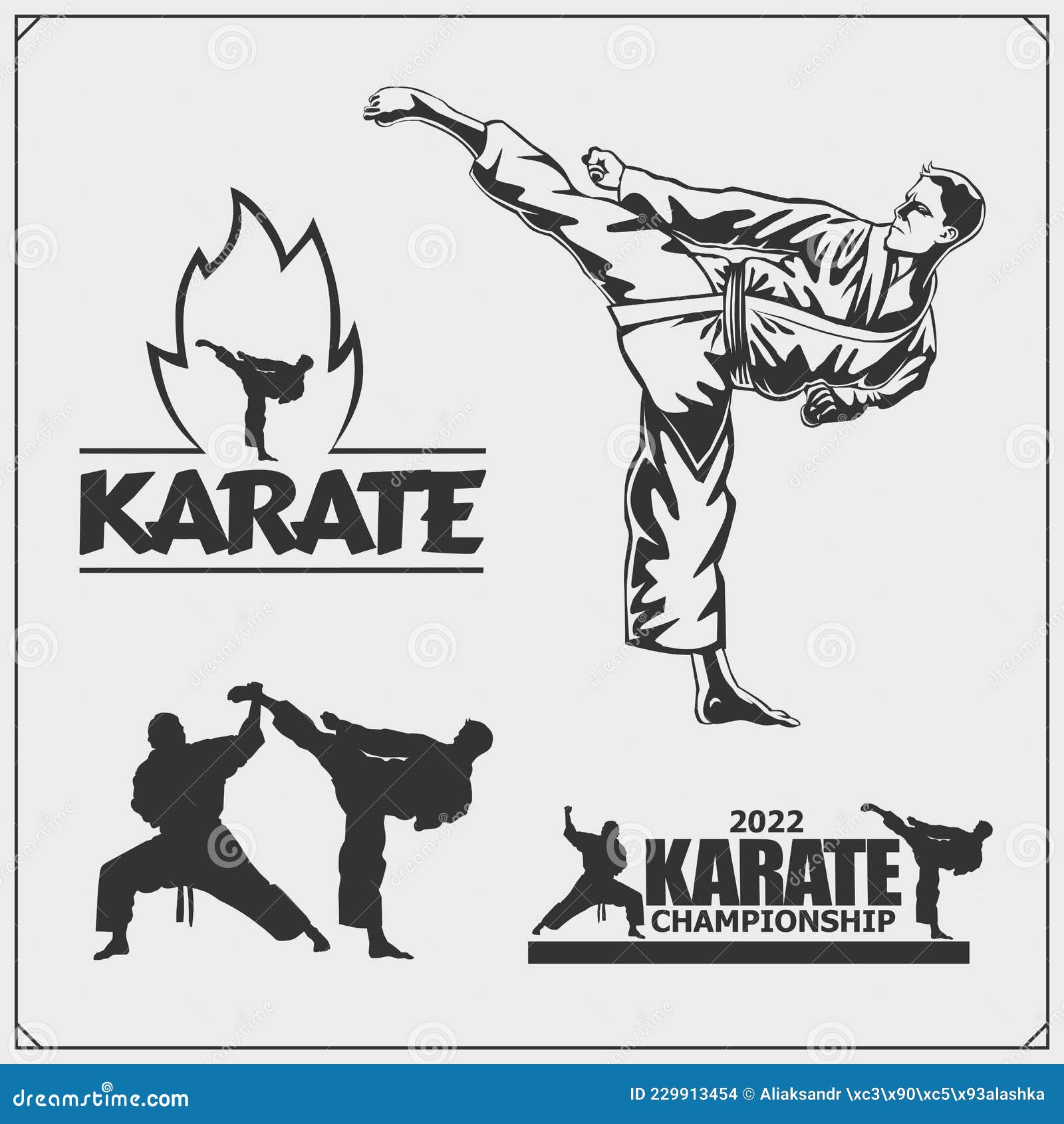 Karate Club Emblems, Labels and Design Elements. Print Design for T ...
