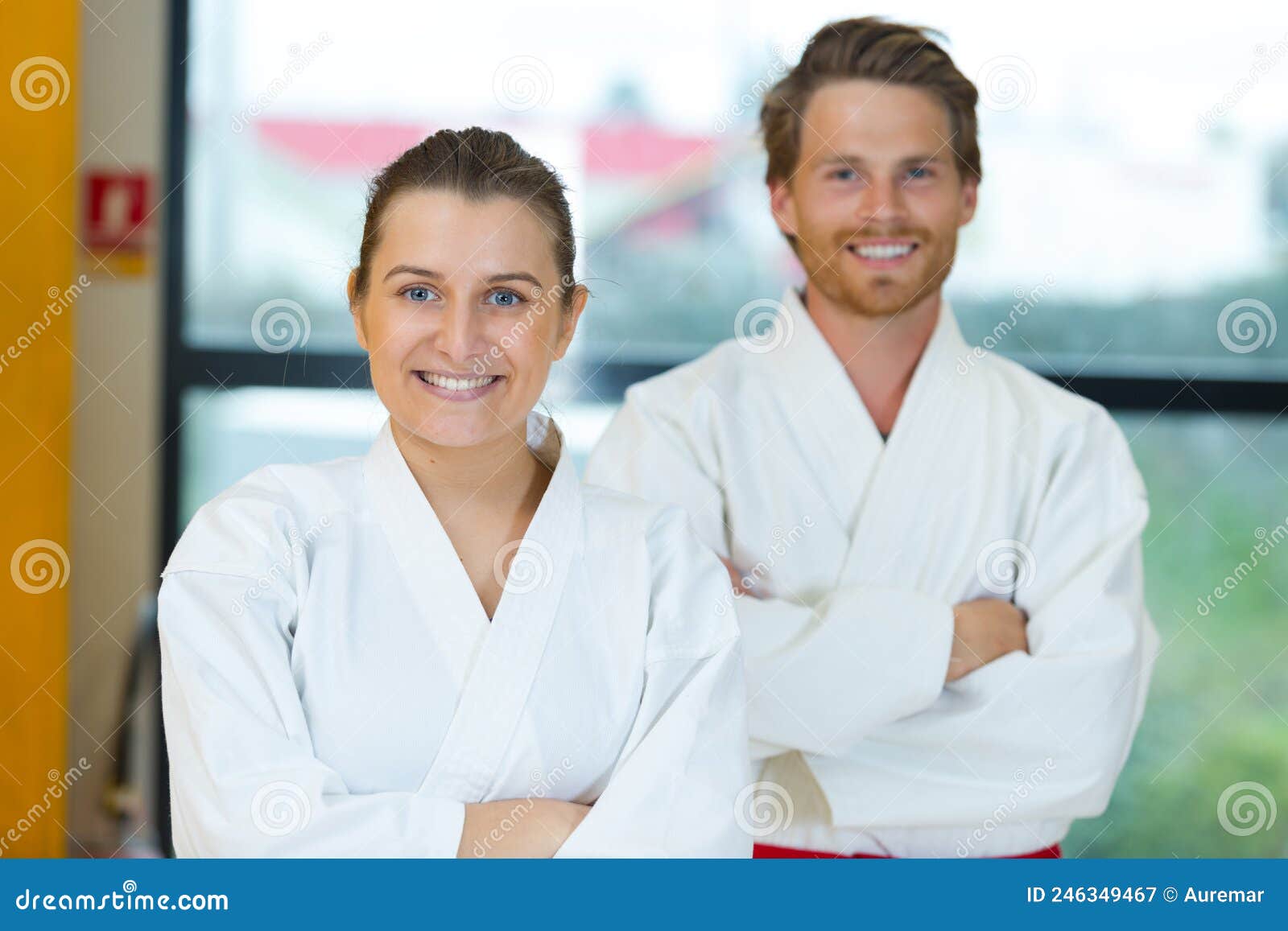 Karate Couple Wearing Kimonos Standing Together Stock Image - Image of ...