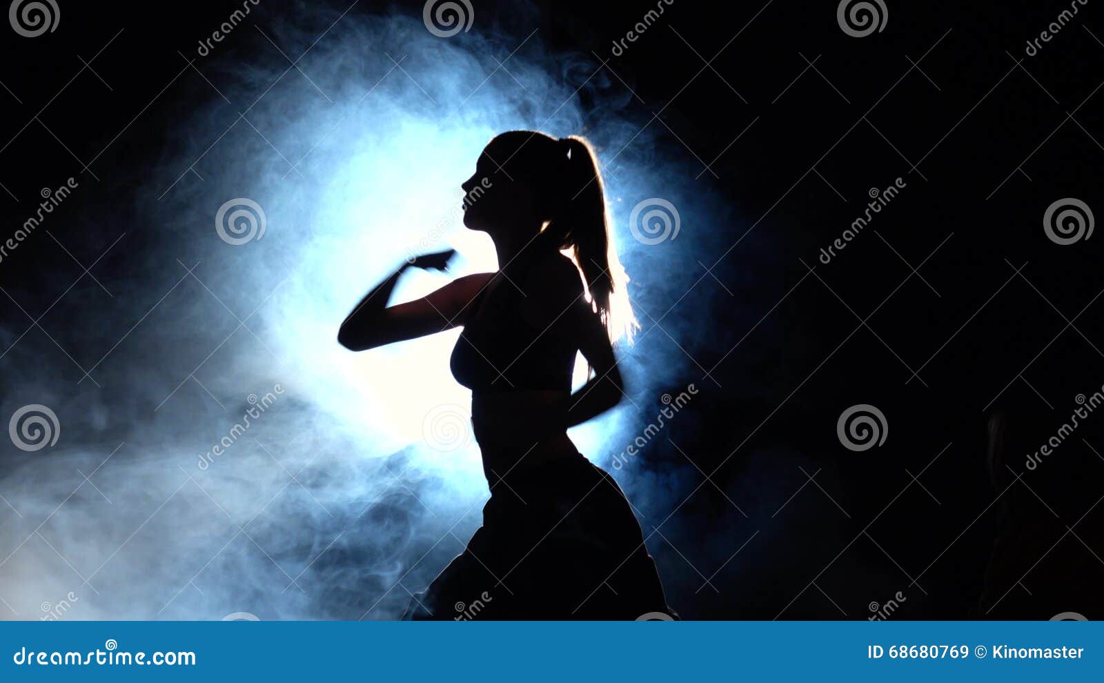 Karate Demonstration Performance Girl. Black. Silhouette. Backlight ...