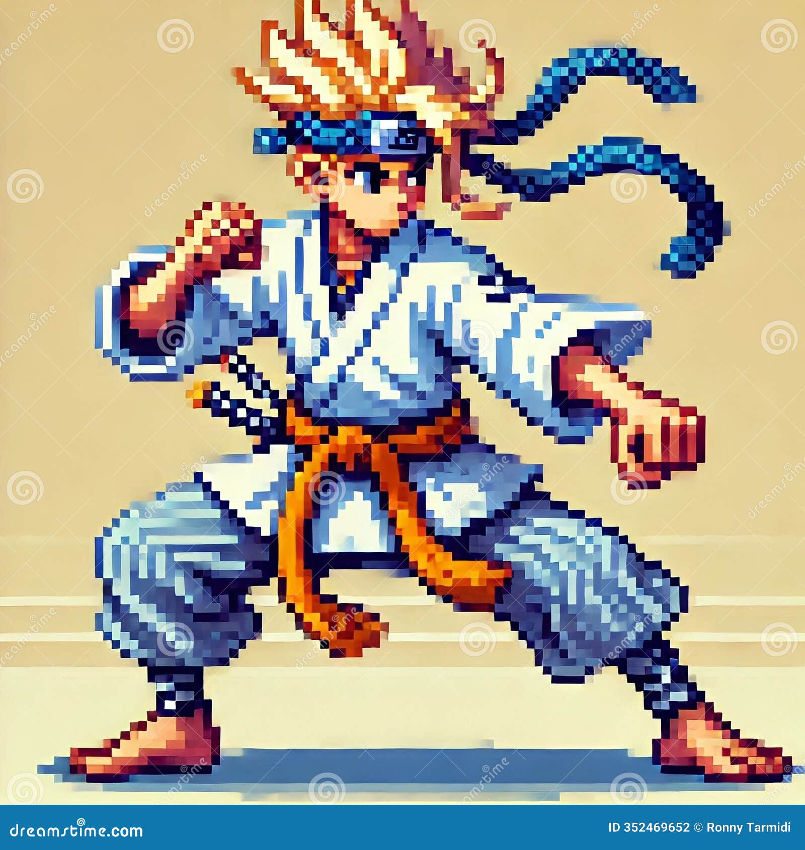 Karate Fighter Design, Pixel Art Stock Illustration - Illustration of ...