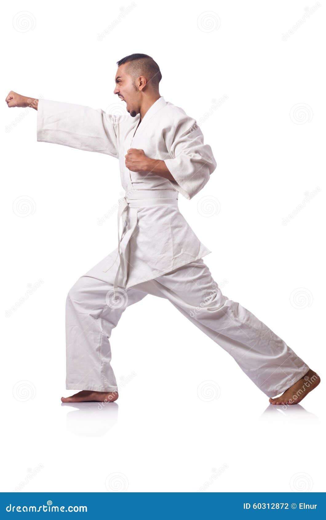 Karate Fighter Isolated on the White Stock Photo - Image of kick ...