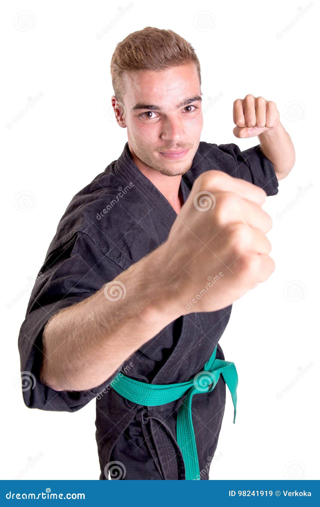 Karate fighter posing stock image. Image of black, kick - 98241919