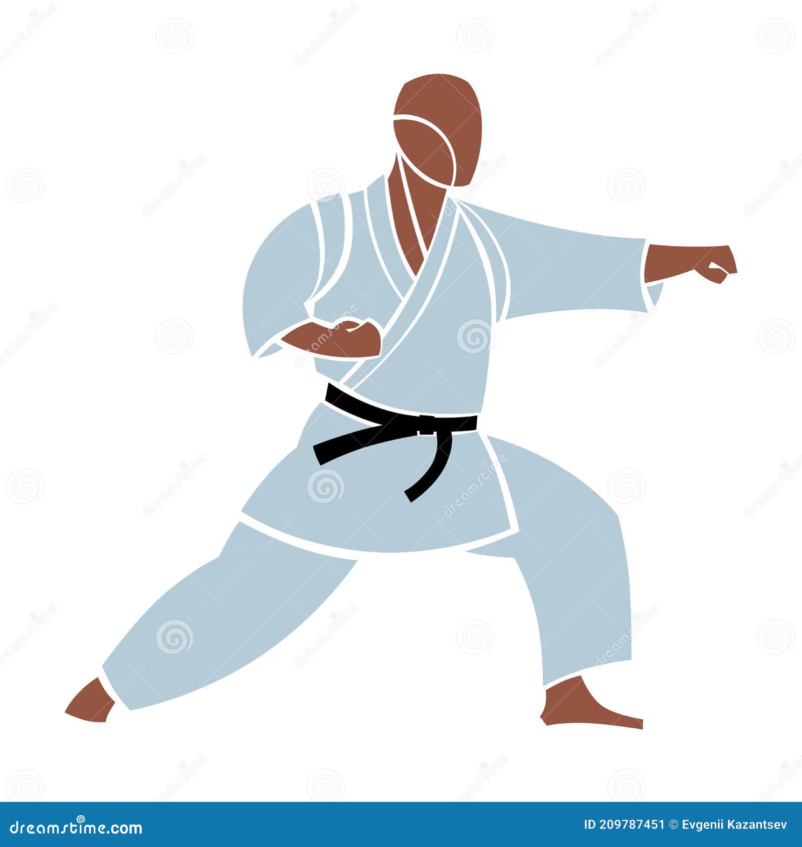 A Karate Fighter Strikes with a Hand Stock Vector - Illustration of ...