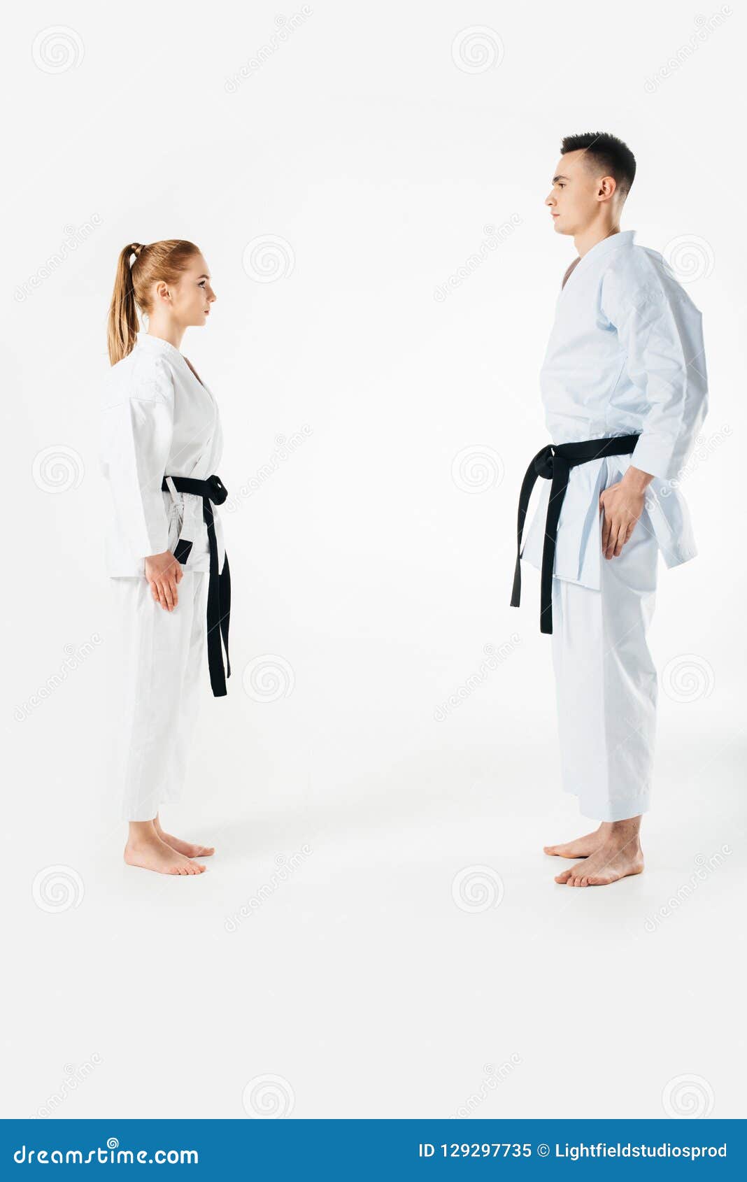 Karate Fighters Standing and Looking at Each Other Stock Image - Image ...