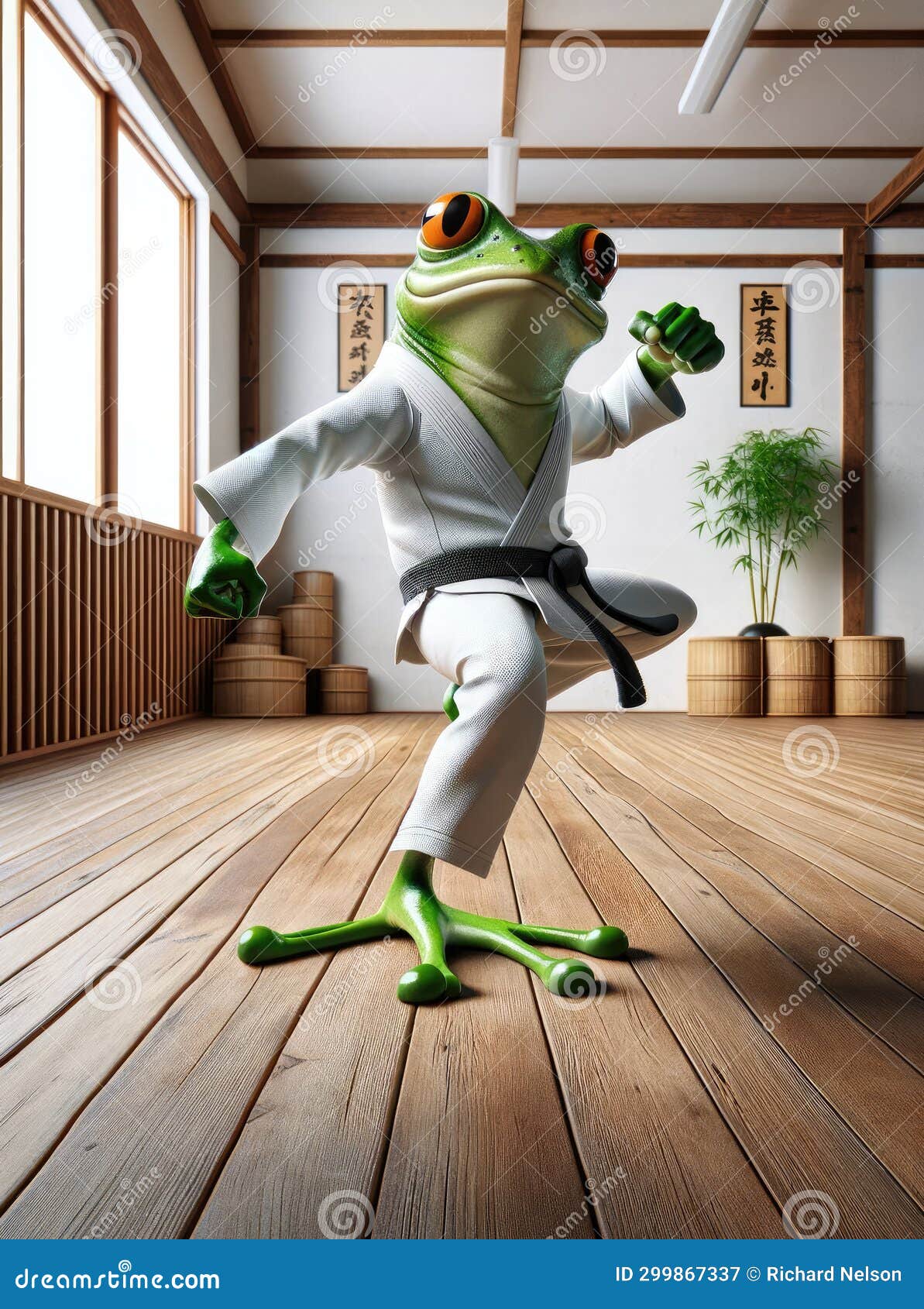 Karate Frog In Dojo Royalty-Free Stock Photo | CartoonDealer.com #299867337