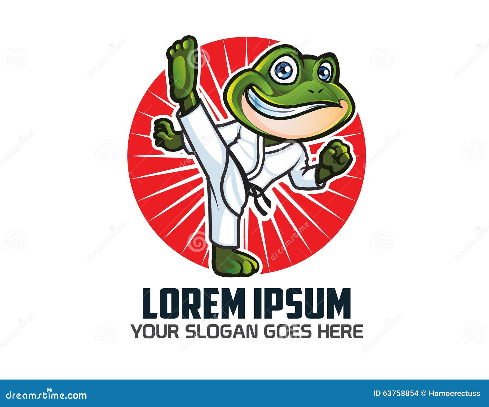 Karate Frog Logo stock vector. Illustration of self, punch - 63758854