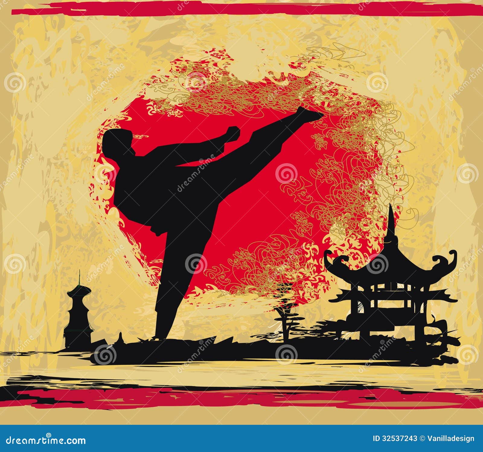 Grunge Karate Kick Vector And Png Transparency Royalty-Free Stock Image ...