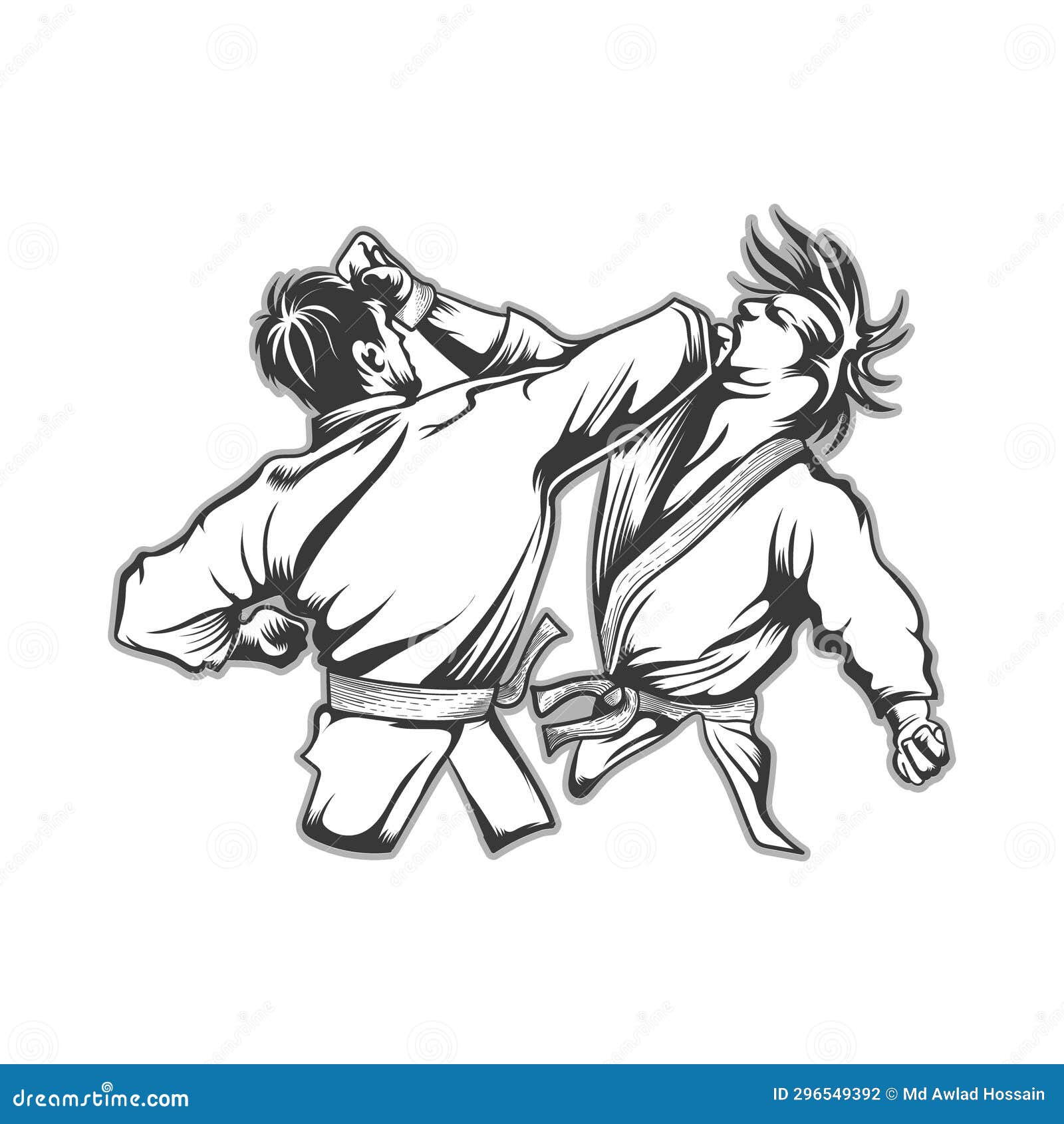 Karate Fighter Hit on Head of Others Player Vector Design. Stock ...