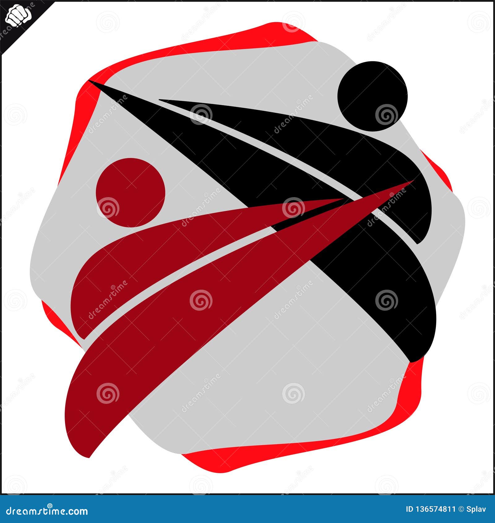 Karate High Kick Emblem. Martial Art Colored Simbol Design. Vector, EPS ...