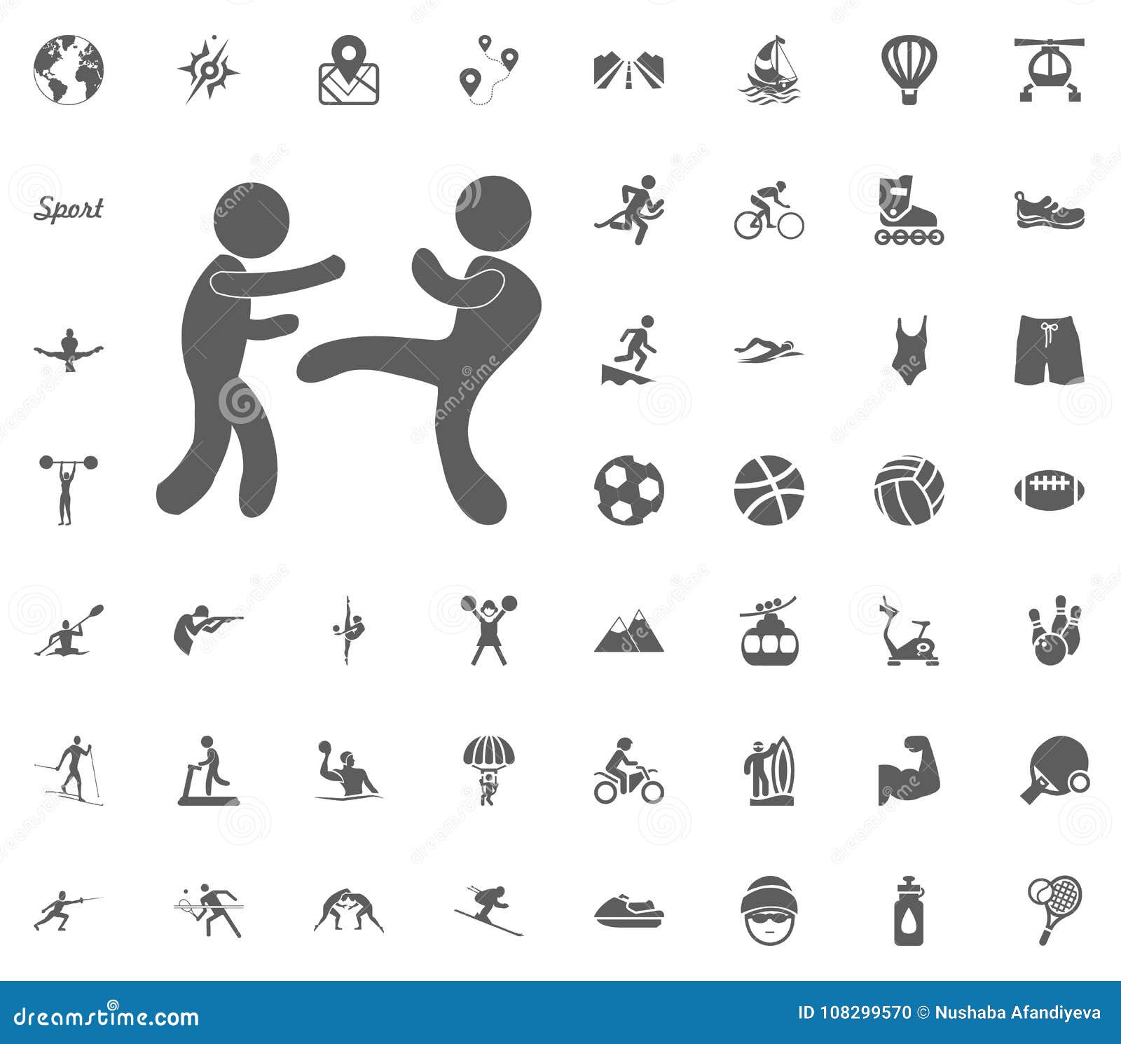 Karate Icon. Sport Illustration Vector Set Icons. Set of 48 Sport Icons ...