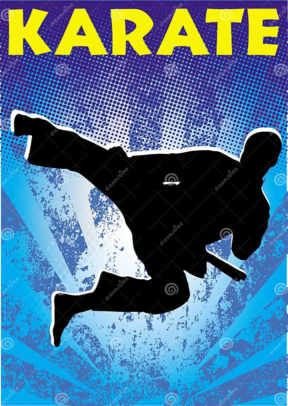 Karate Kick Poster. Vector. Stock Vector - Illustration of master ...